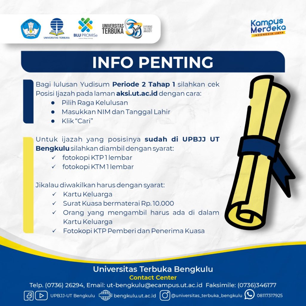 Info Penting Bagi Lulusan Yudisium Periode 2 Tahap 1 Tahun 2021 - UT ...