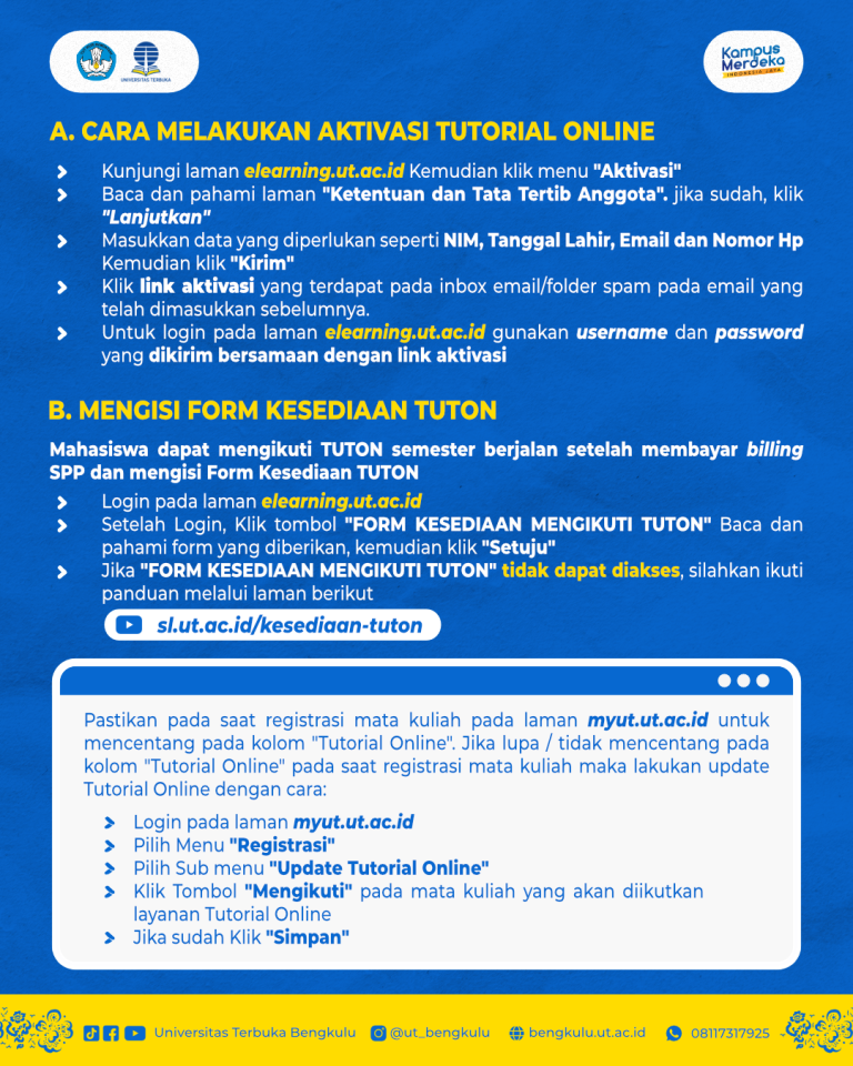 Aktivasi dan Klik Kesediaan Mengikuti TUTON Semester 2024/2025 Ganjil ...